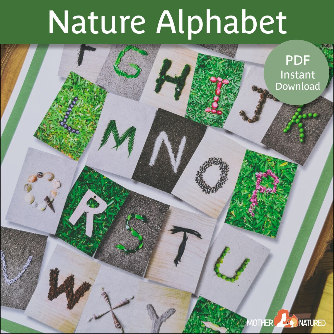 Nature ALPHABET Cards Printable | Nature Alphabet Poster | Nature ...