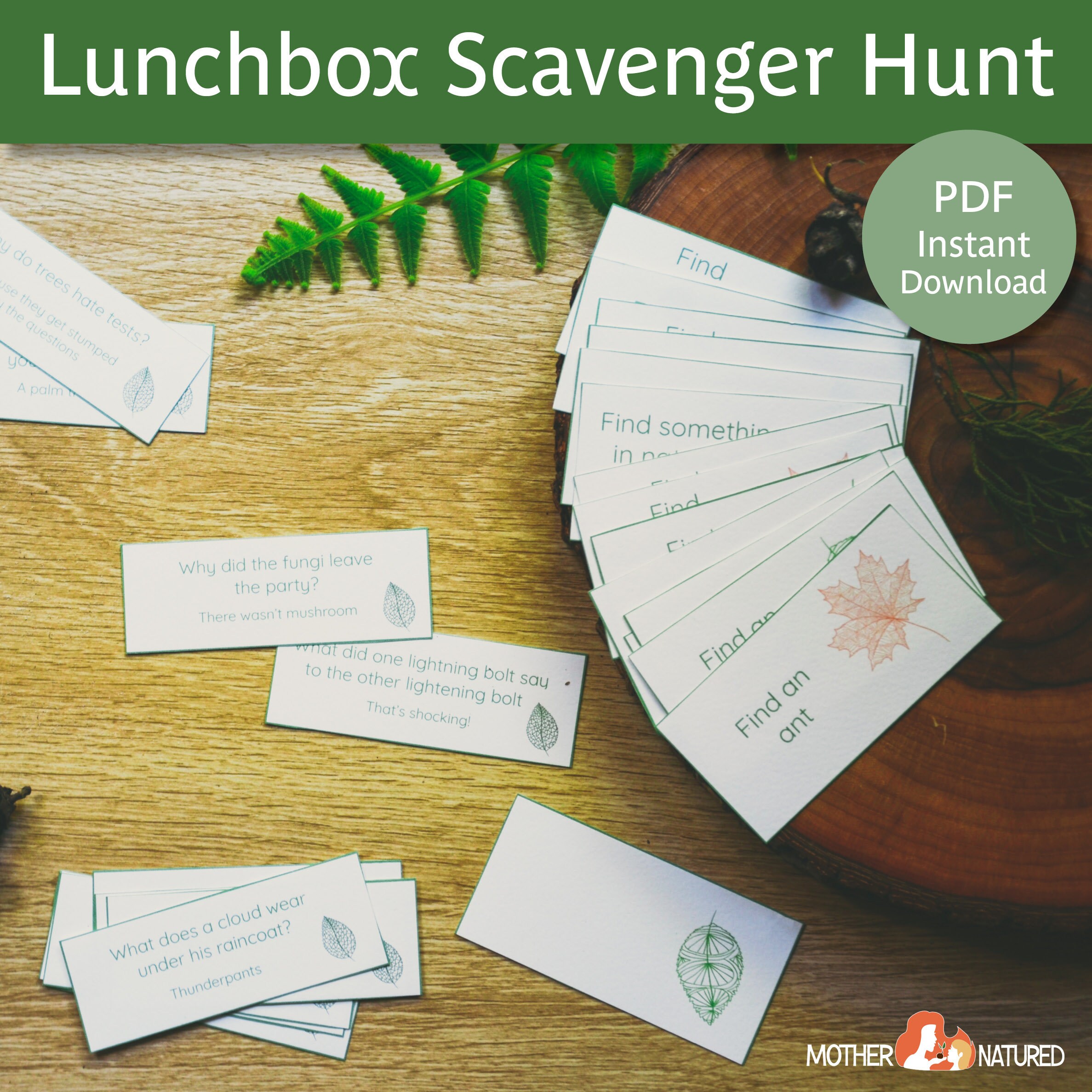 NATURE LUNCH BOX Cards Lunch Box Cards for Kids Fun Lunch Box Notes ...