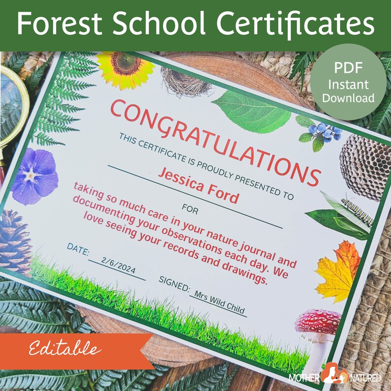 Editable Nature Certificates | Nature-themed Award | Forest School ...
