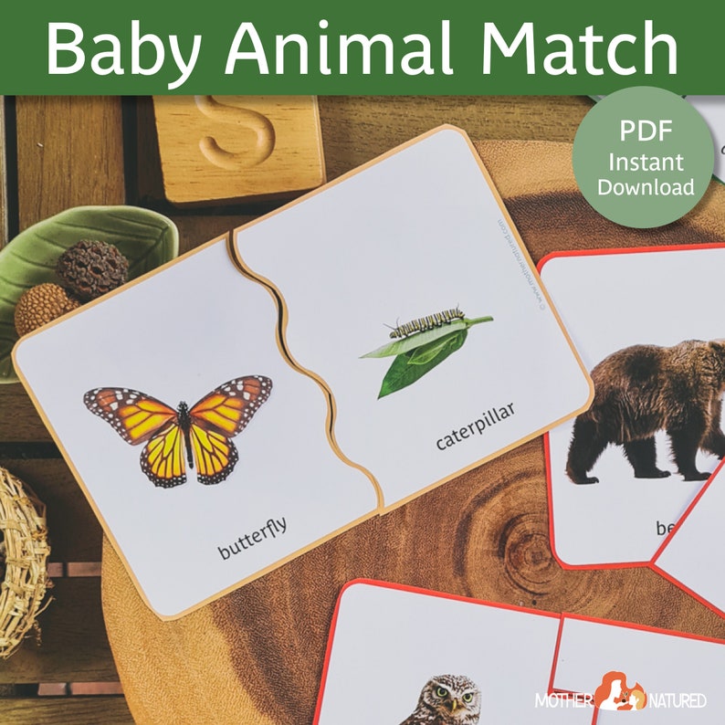 Baby Animal Match Cards Adult and Baby Animal Matching Cards Printable ...