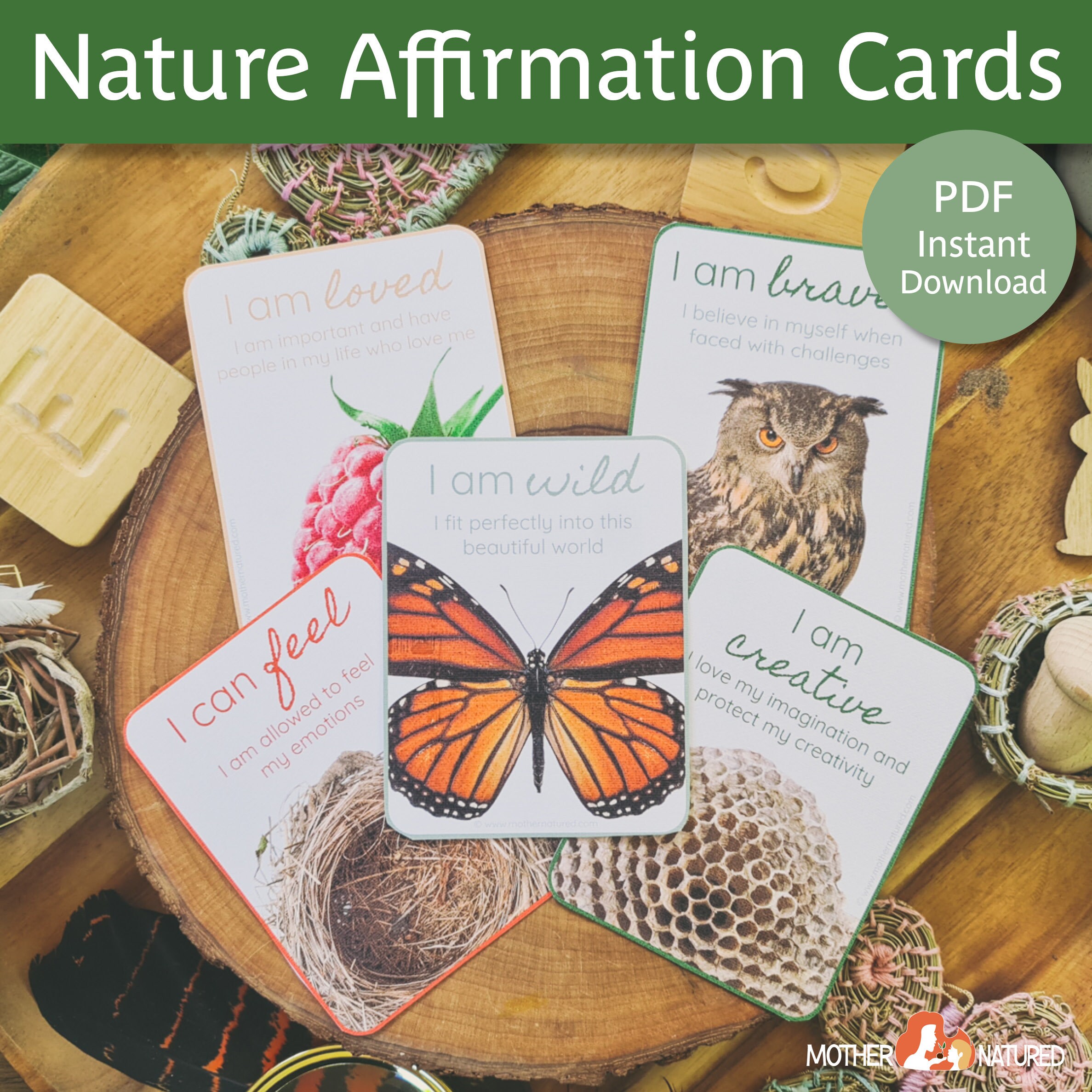 Nature Affirmation Cards for Kids | Nature Themed Self Care Cards ...