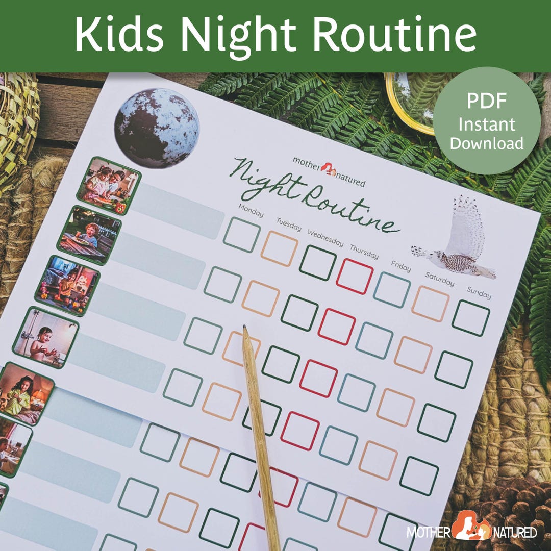 Printable Night Routine Chart for Kids | Visual Routine Chart | Kids ...