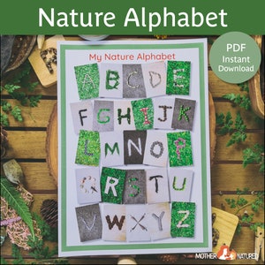 Nature ALPHABET Cards Printable | Nature Alphabet Poster | Nature ...