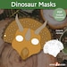 Dino Mask Dinosaur Masks Printable Dinosaur Masks Dinosaur Mask ...