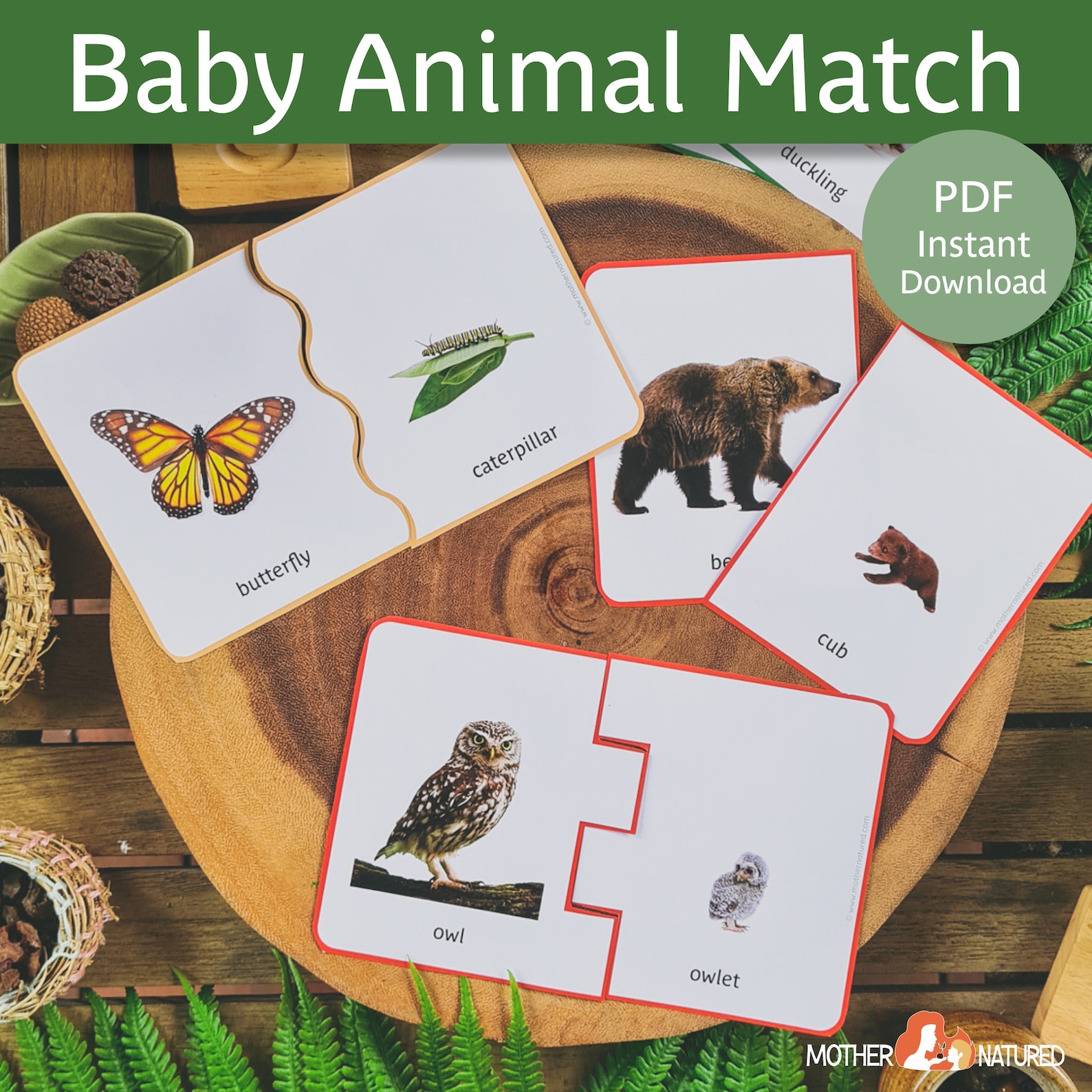 Baby Animal Match Cards Adult and Baby Animal Matching Cards Printable ...