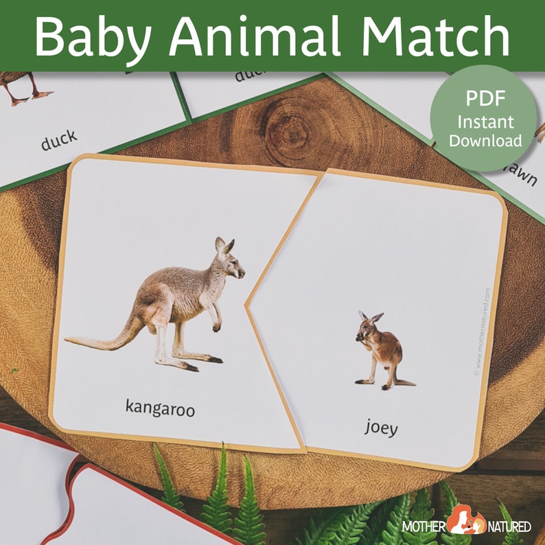 Baby Animal Match Cards Adult and Baby Animal Matching Cards Printable ...