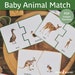 Baby Animal Match Cards Adult and Baby Animal Matching Cards - Etsy