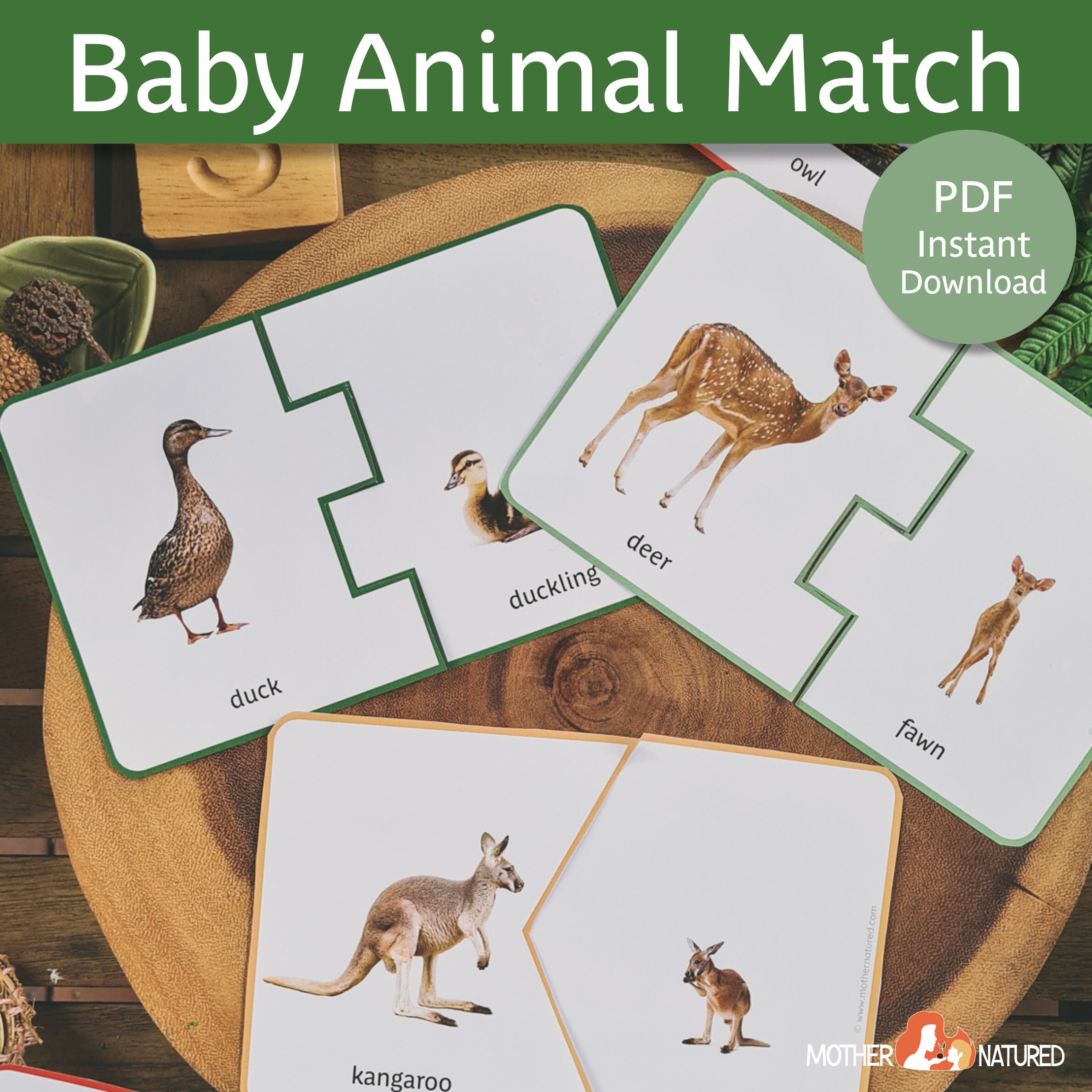 Baby Animal Match Cards Adult and Baby Animal Matching Cards Printable ...