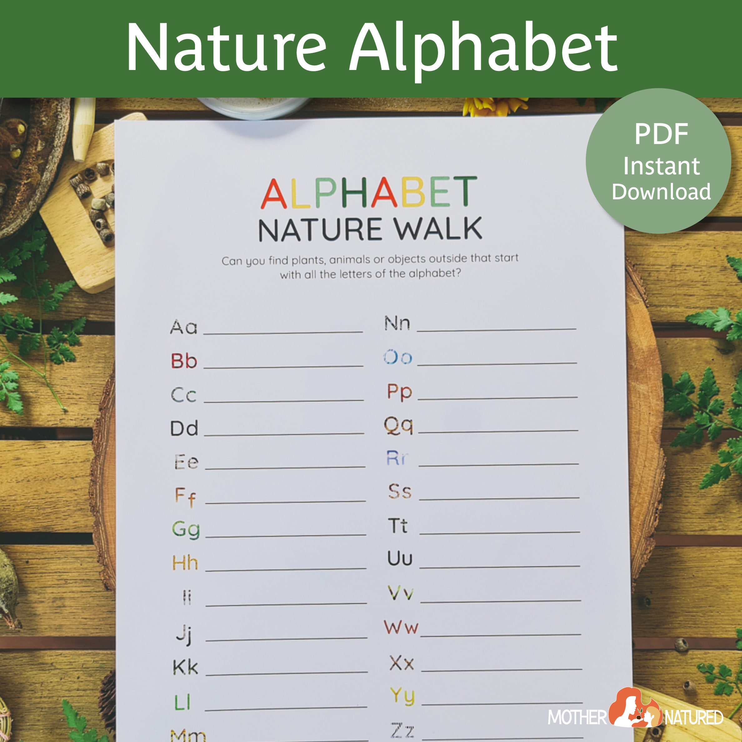 Alphabet Scavenger Hunt Alphabet Waldorf Alphabet Nature Hunt Alphabet ...