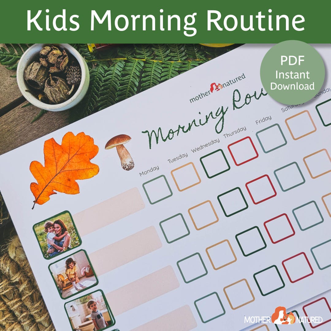 Printable Morning Routine Chart for Kids | Nature-themed Visual Routine ...