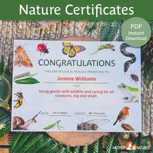 Editable Nature Certificates | Nature-themed Award | Forest School ...