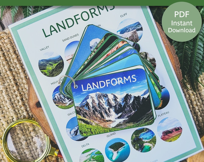 Landforms Three-part Cards: Montessori-style Flashcards, Homeschool ...