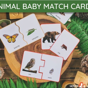 Baby Animal Match Cards Adult and Baby Animal Matching Cards - Etsy