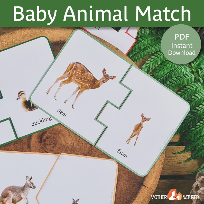Baby Animal Match Cards Adult and Baby Animal Matching Cards Printable ...