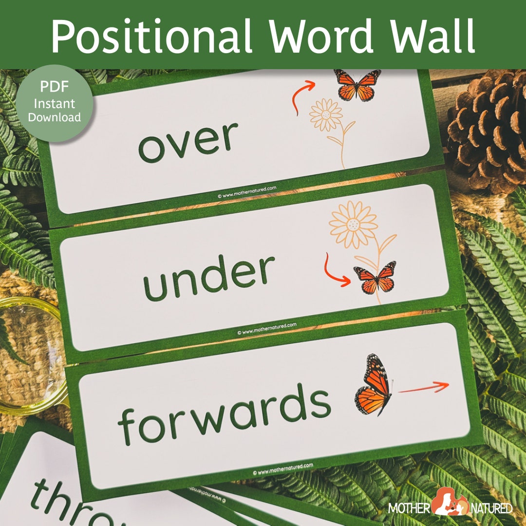 Positional Word Wall | Nature Positional Words | Nature Word Wall ...