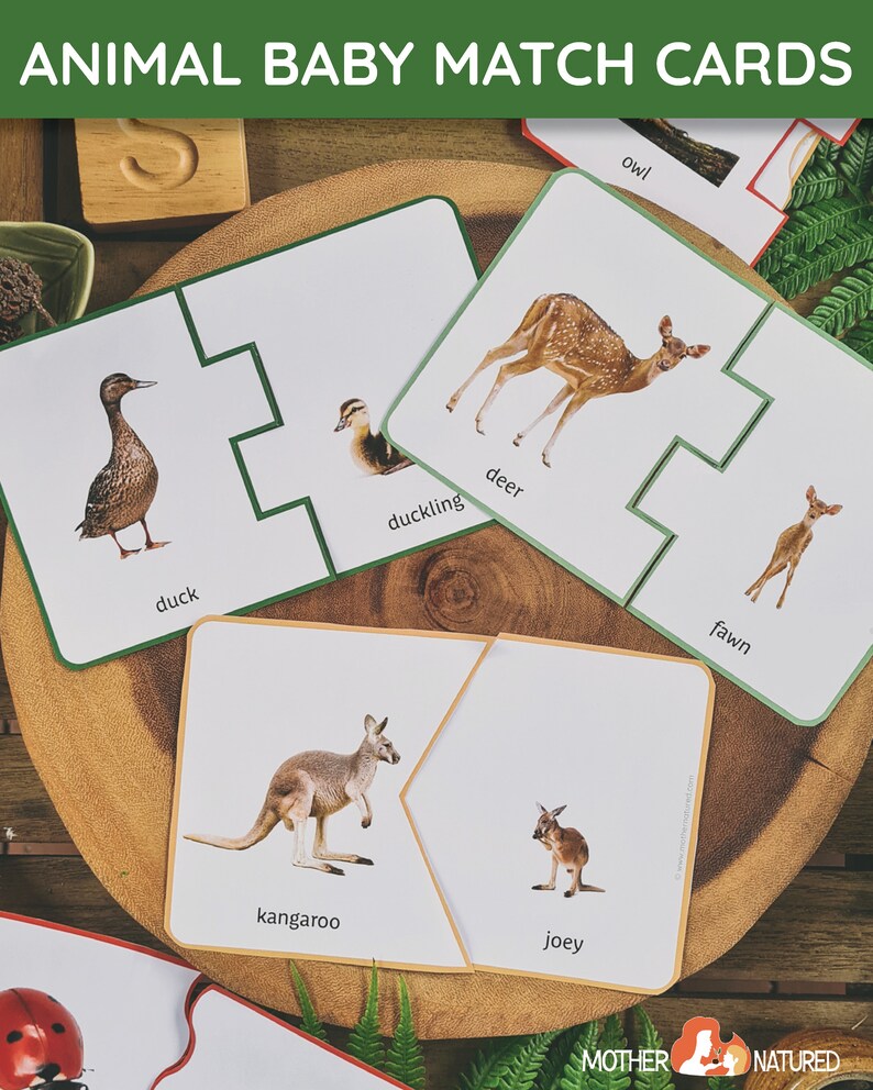 Baby Animal Match Cards Adult and Baby Animal Matching Cards - Etsy