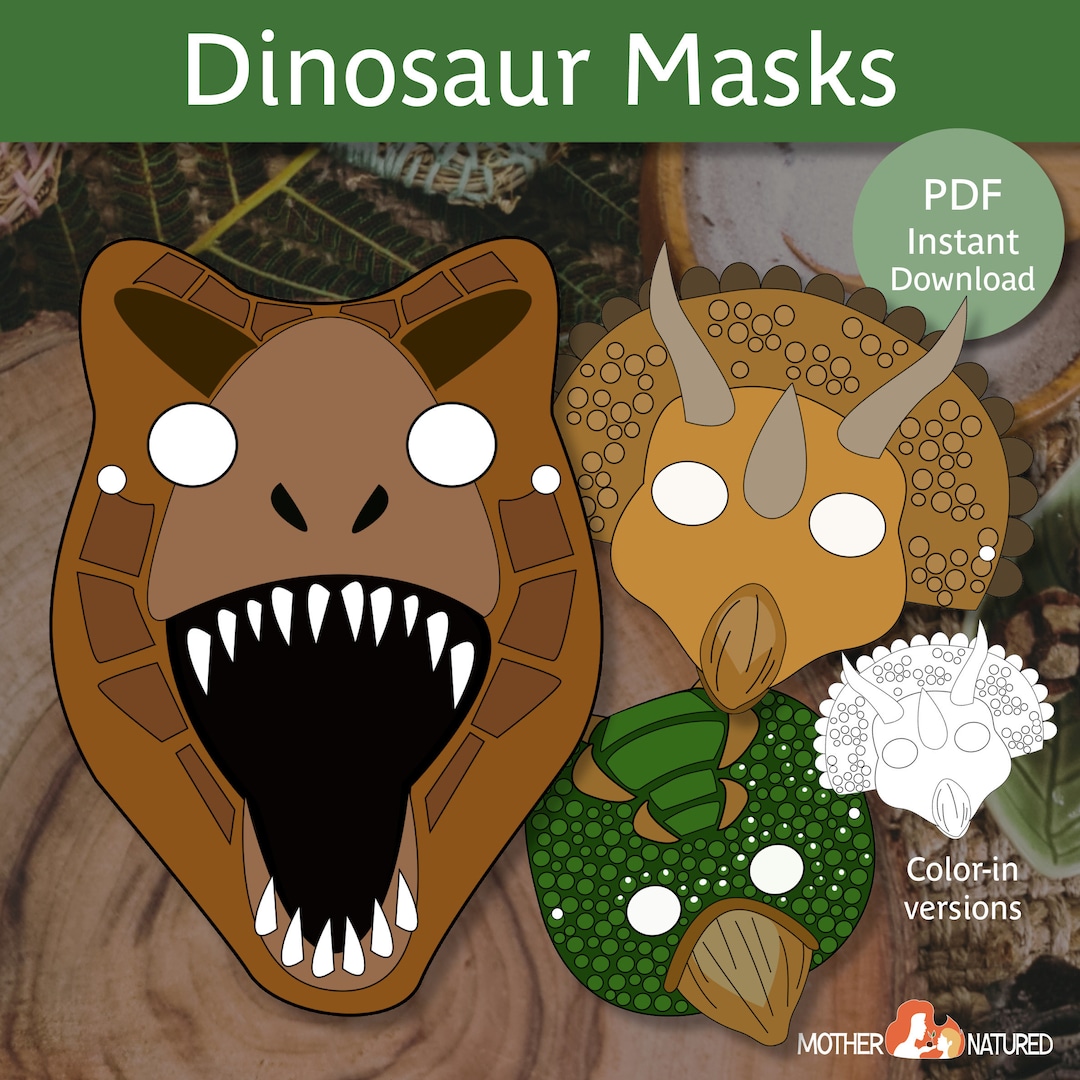 Dino Mask | Dinosaur Masks | Printable Dinosaur Masks | Dinosaur Mask ...