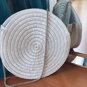 Round Shoulder Bag White Plastic Canvas Bag Handmade Bag | Etsy