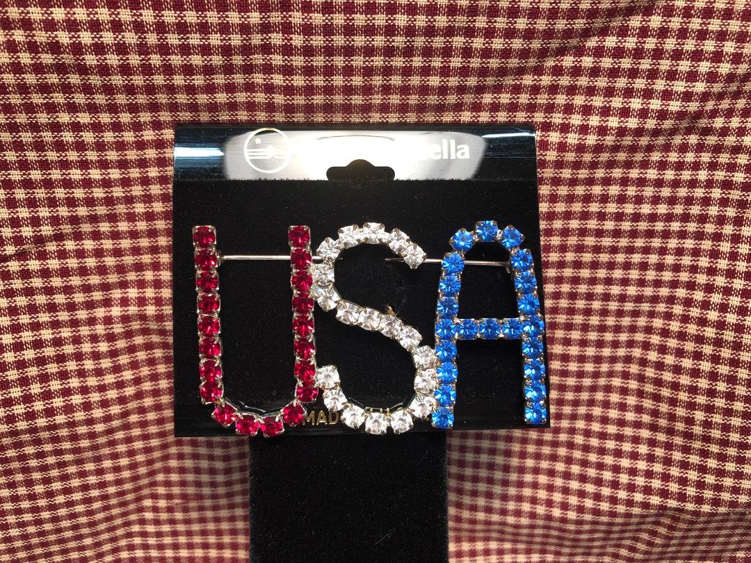 Vintage USA Rhinestone Pin - Etsy