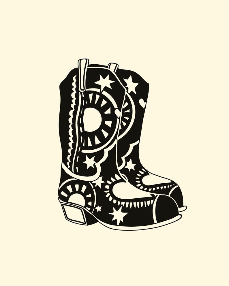 Boho Cowgirl Boots Print, Cowgirl Wall Art, Digital Download Print ...