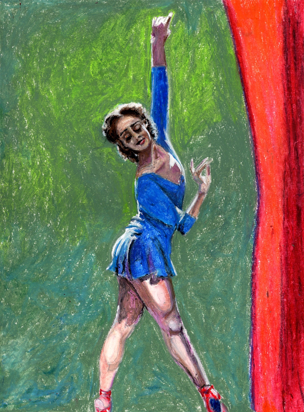 The Red Shoes. Original Drawing in Oil Pastels, Signed by the Artist ...