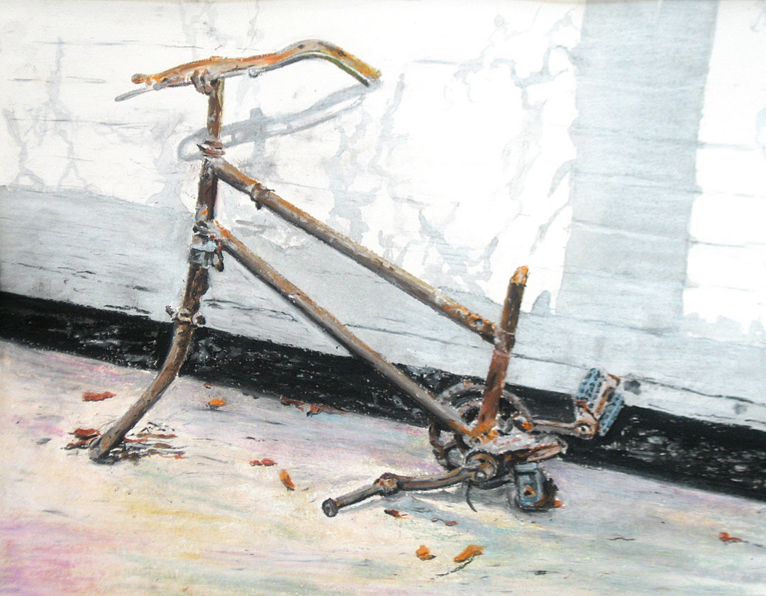 Bicycle. Original Drawing in Oil Pastels, Signed by the Artist. - Etsy