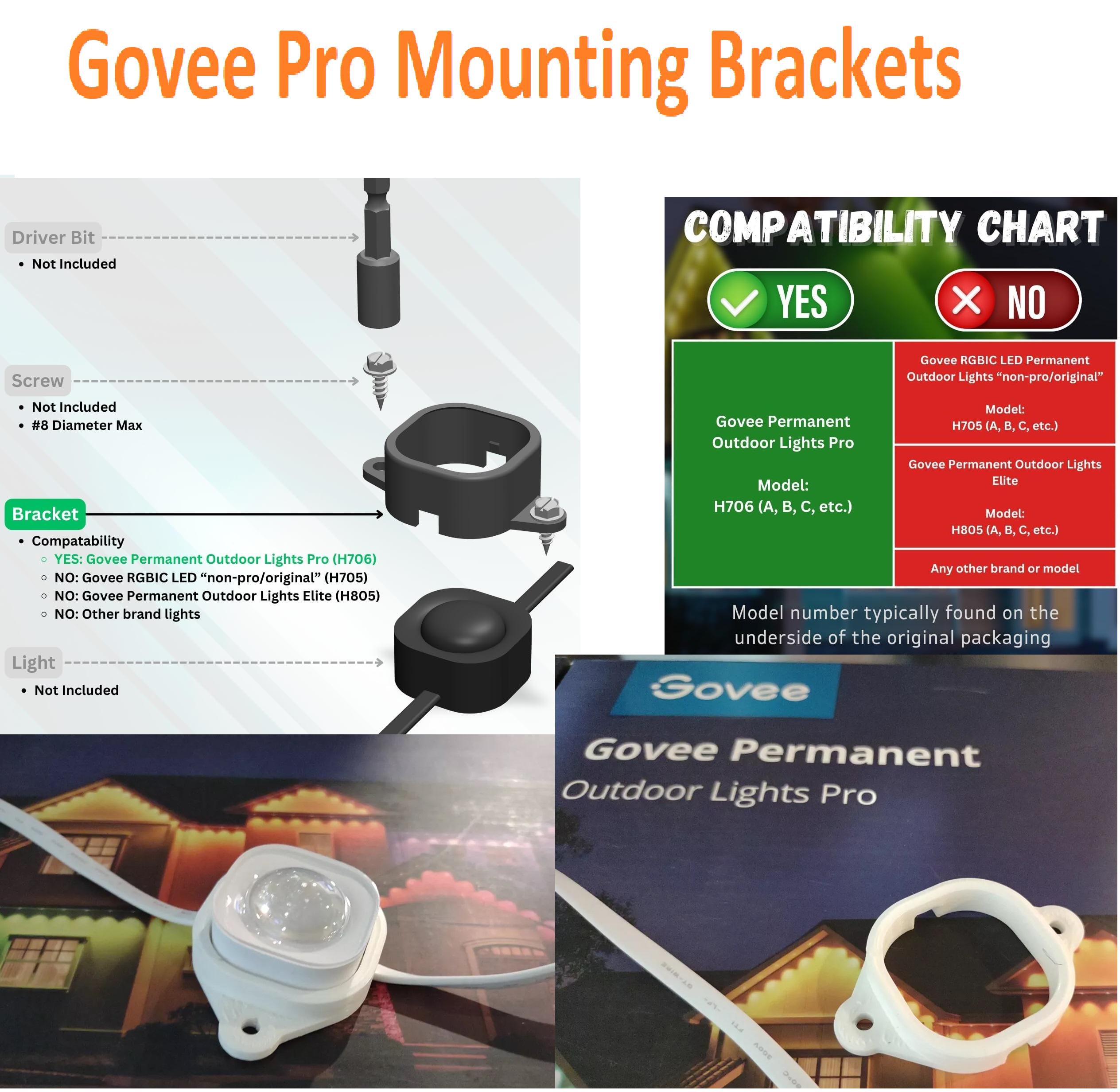 Govee Permanent Outdoor Lights - Mounting Bracket for Pro Series for ...