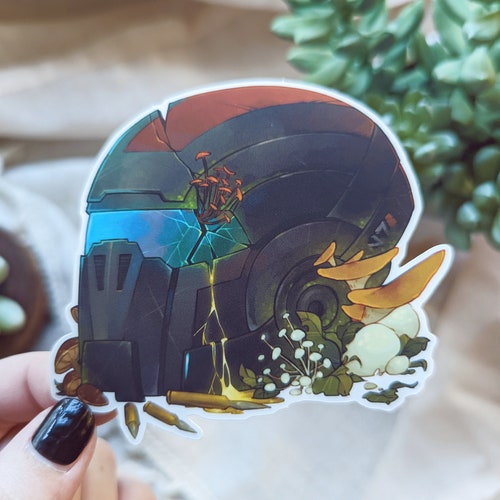 Commander Helmet Sticker Mushroom Gold Video Game Space - Etsy