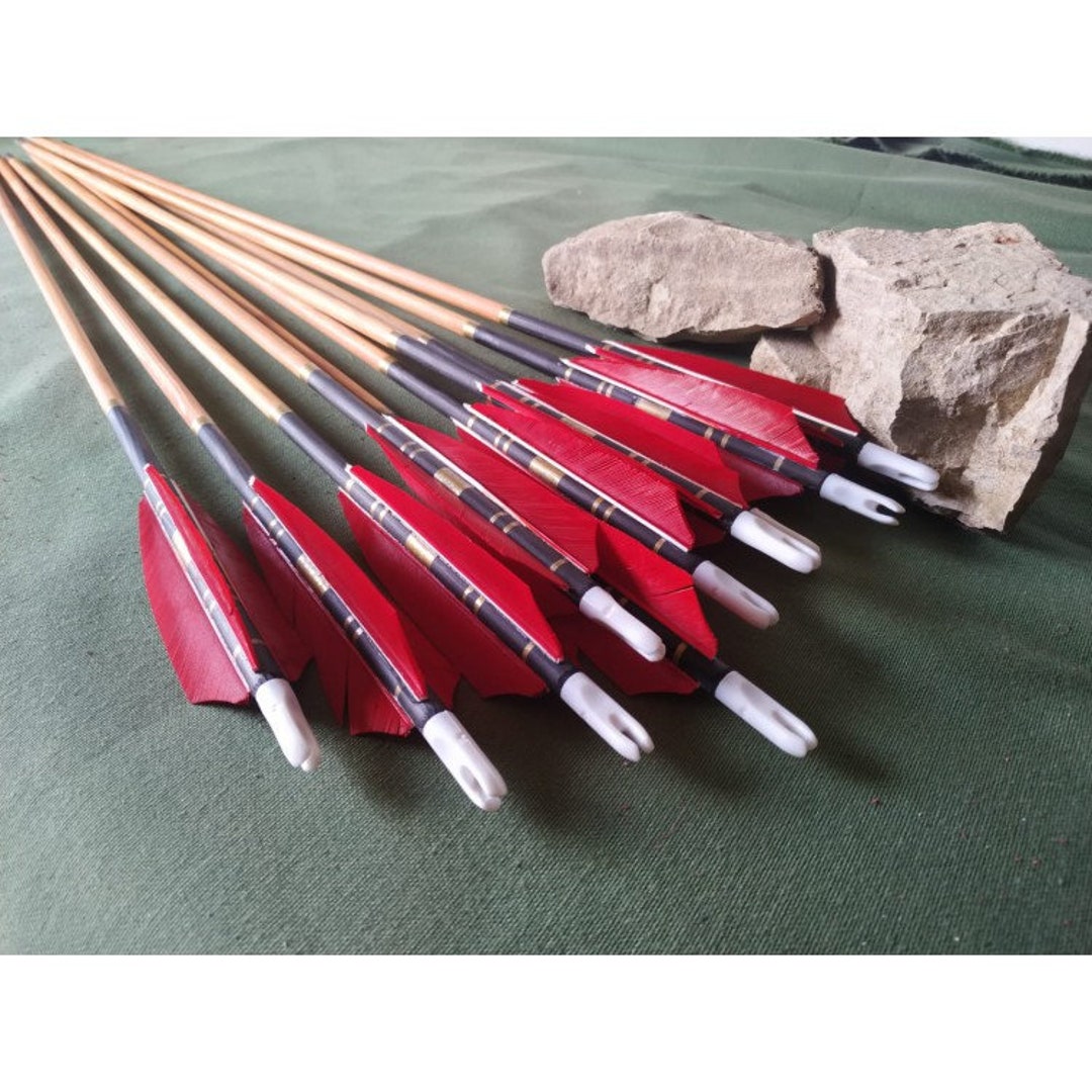 Traditional Wooden Target Arrow - Red & Black Design - 12 PCS / Ottoman ...