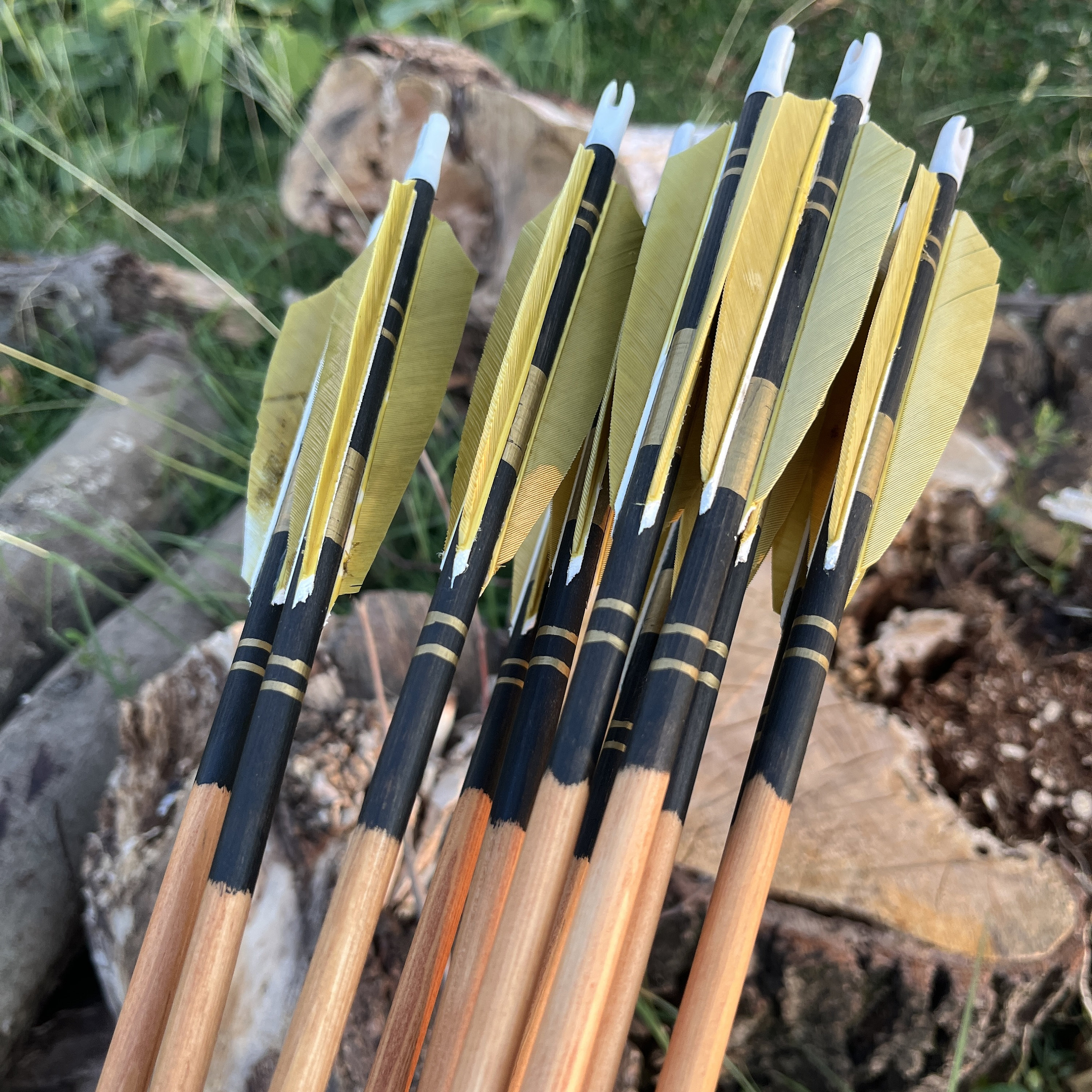 Traditional Wooden Target Arrow - Khaki & Black Design - 12 PCS ...