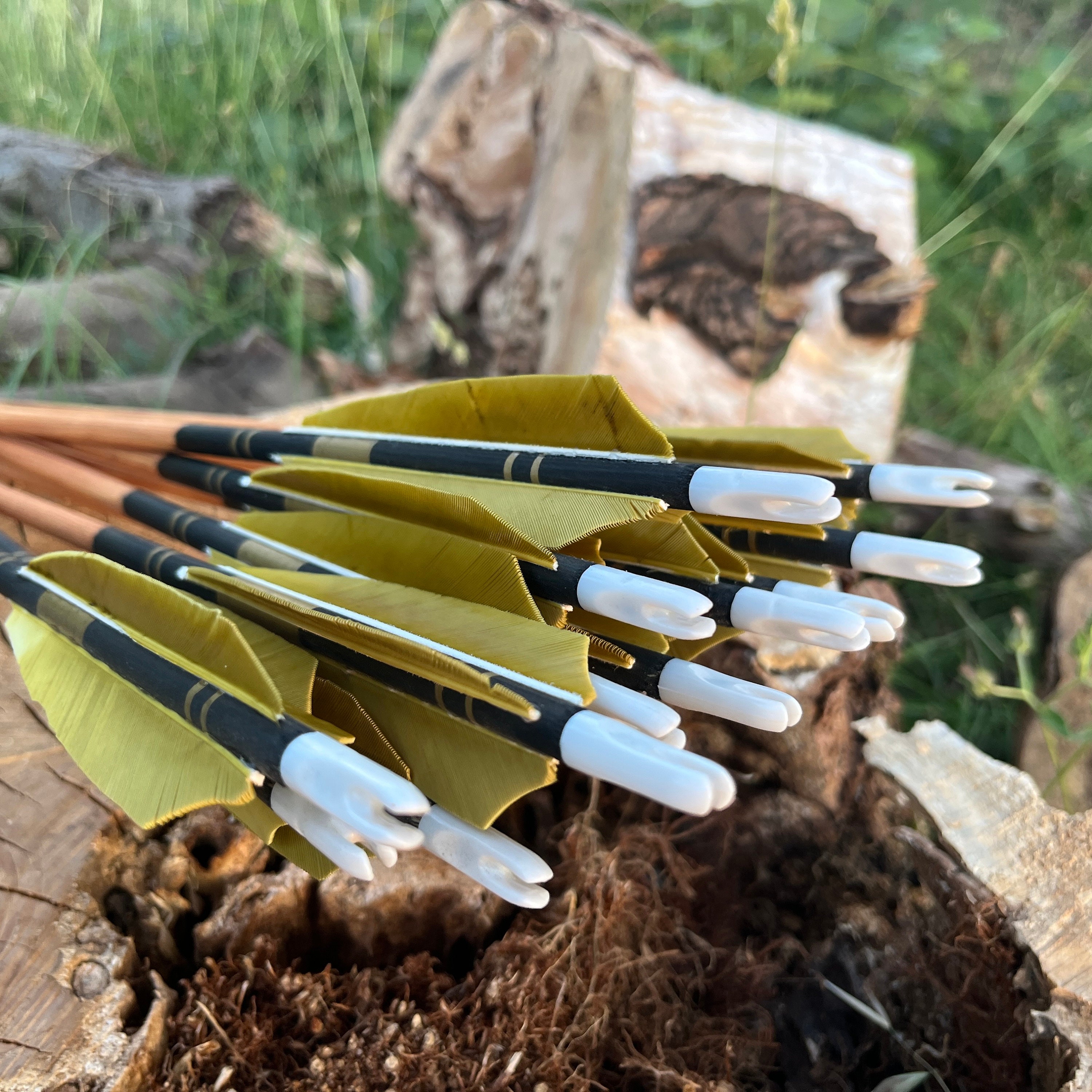 Traditional Wooden Target Arrow - Khaki & Black Design - 12 PCS ...