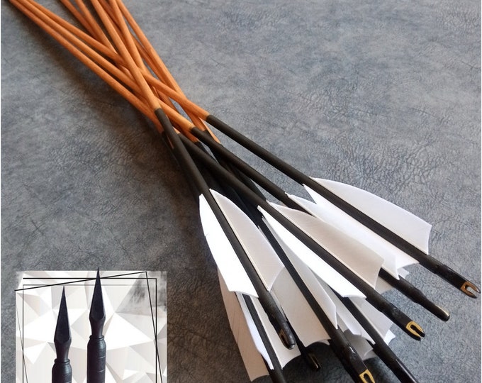 Traditional Wooden Target Arrow - Khaki & Black Design - 12 PCS ...
