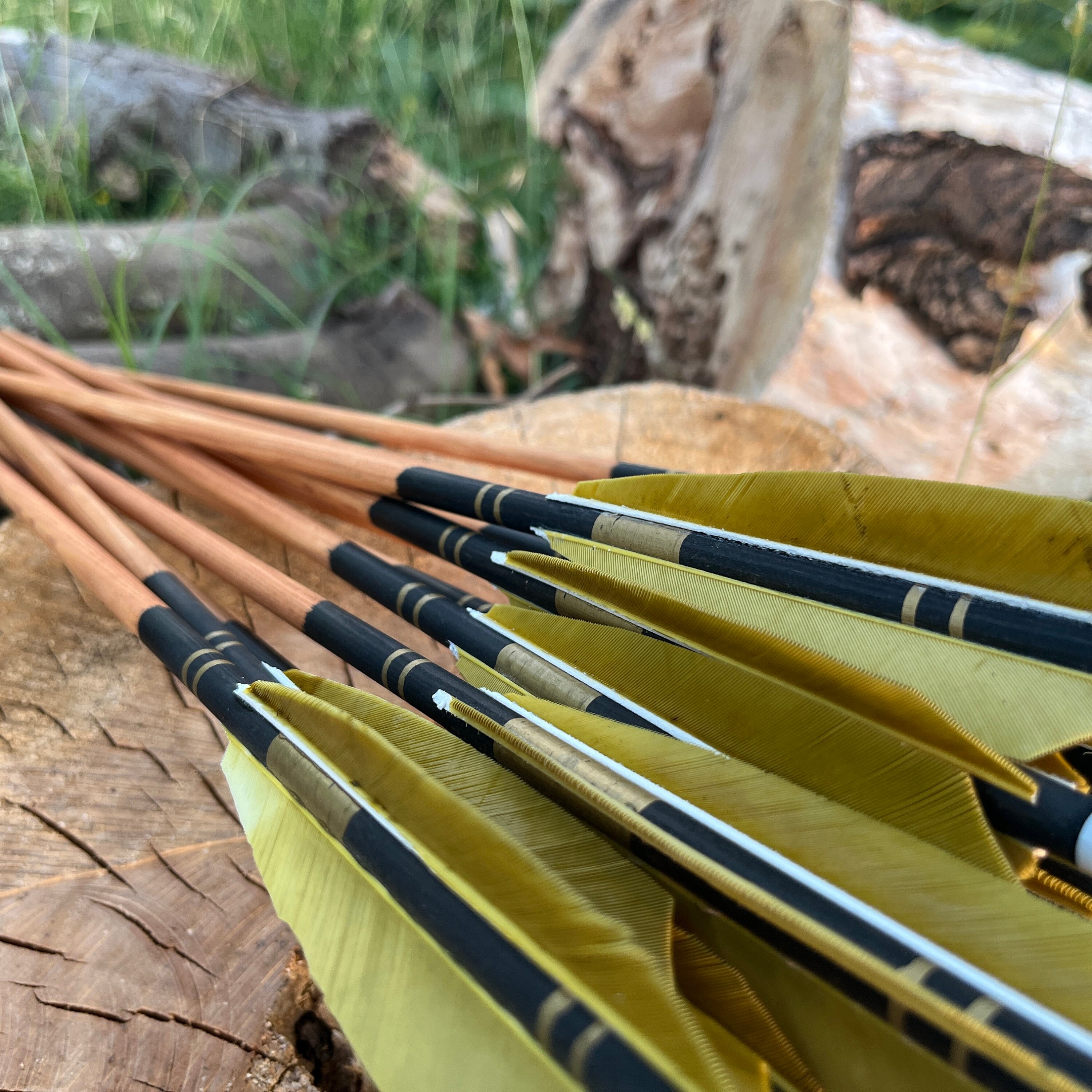 Traditional Wooden Target Arrow - Khaki & Black Design - 12 PCS ...