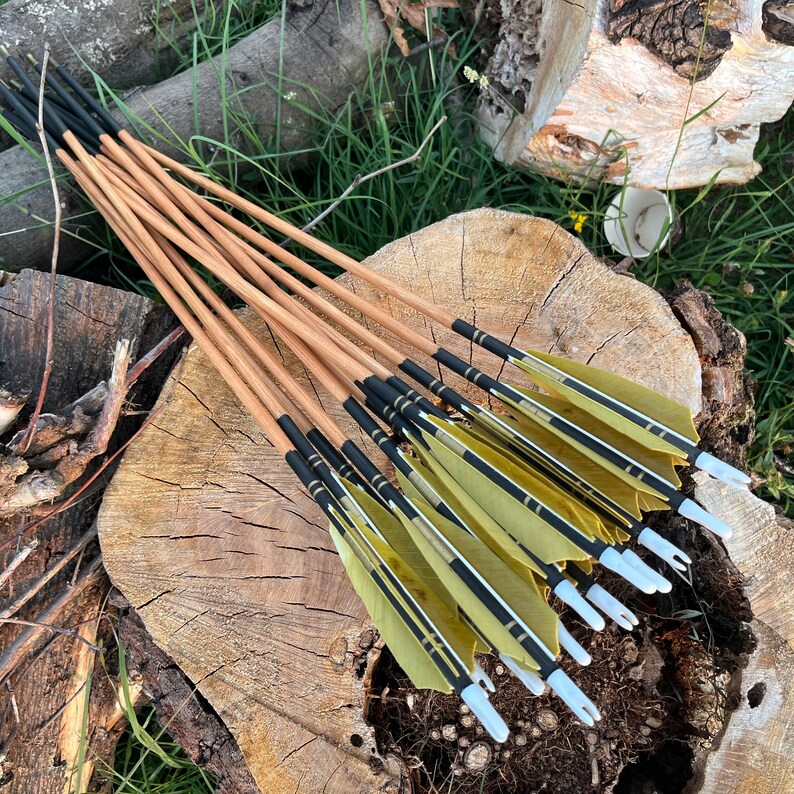 Traditional Wooden Target Arrow - Khaki & Black Design - 12 PCS ...
