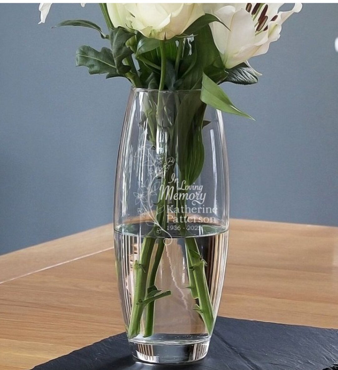 Personalised Engraved in Loving Memory Memorial Vase - Grave Stone ...