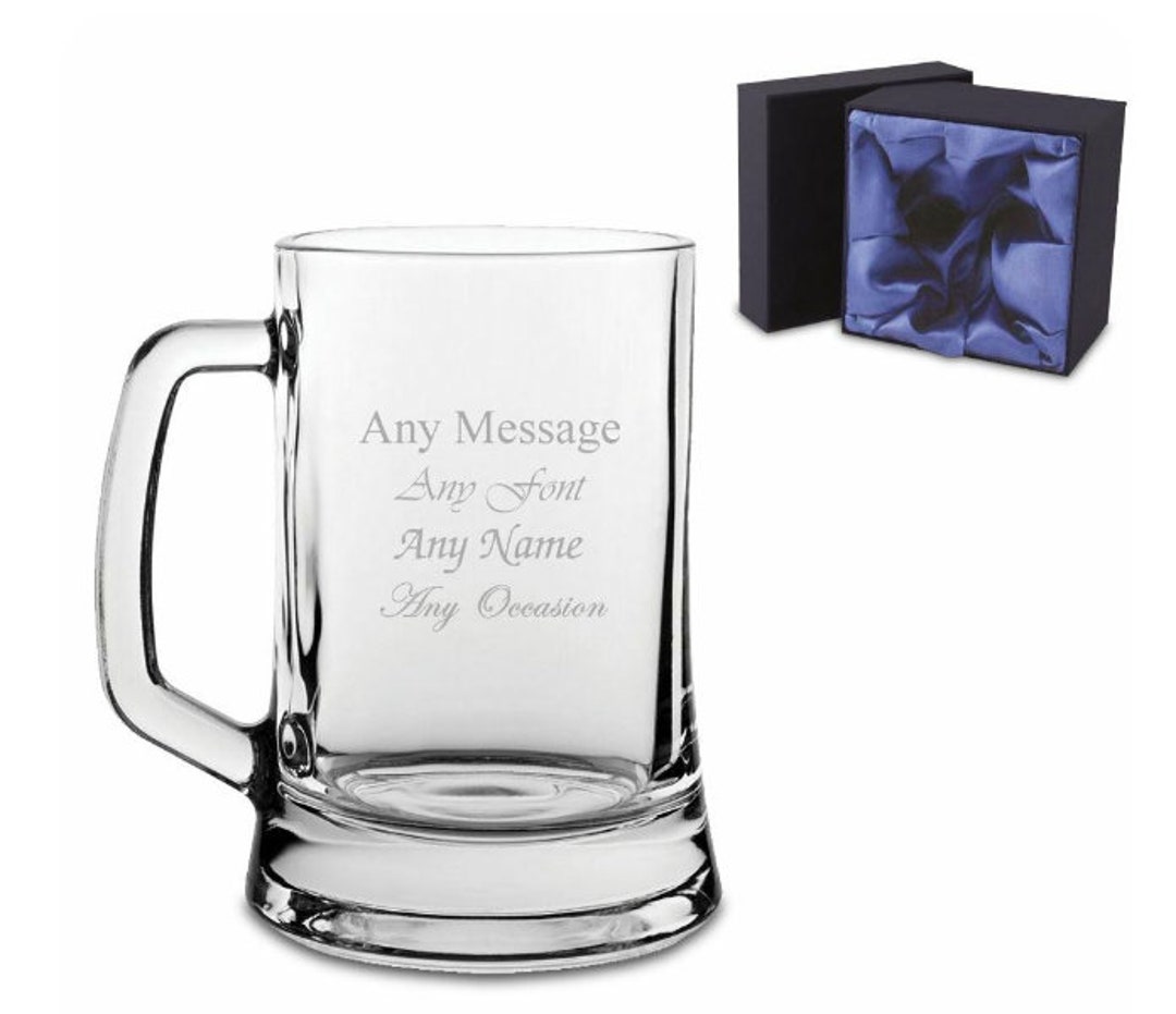 Personalised Engraved 17.5oz Cider Beer Pint Glass Tankard & Silk Lined ...
