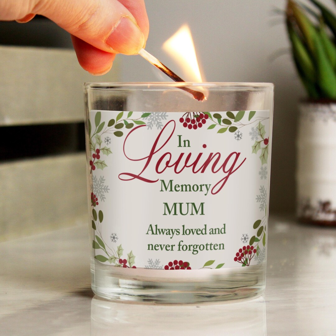 Personalised in Loving Memory Christmas Scented Jar Candle , Grandma ...