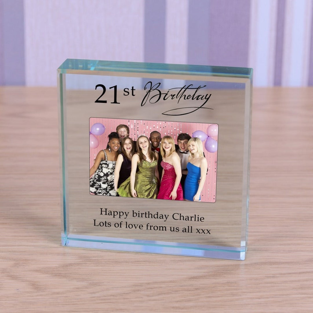 PHOTO UPLOAD / Any Age & MESSAGE Glass Personalised Birthday Token ...