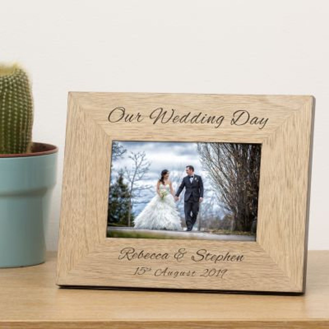 Personalised Our Wedding Day Wood Photo Frame 6 X 4 or 7 X 5 , Add ...