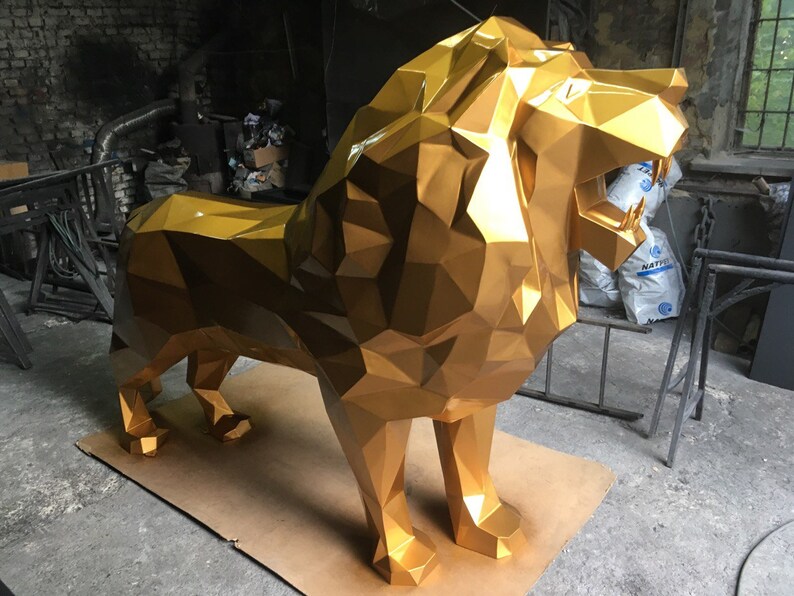 Low Poly Lion, Steel Lion. Lion DXF, LXD Sculptures. Metal Sculptures ...