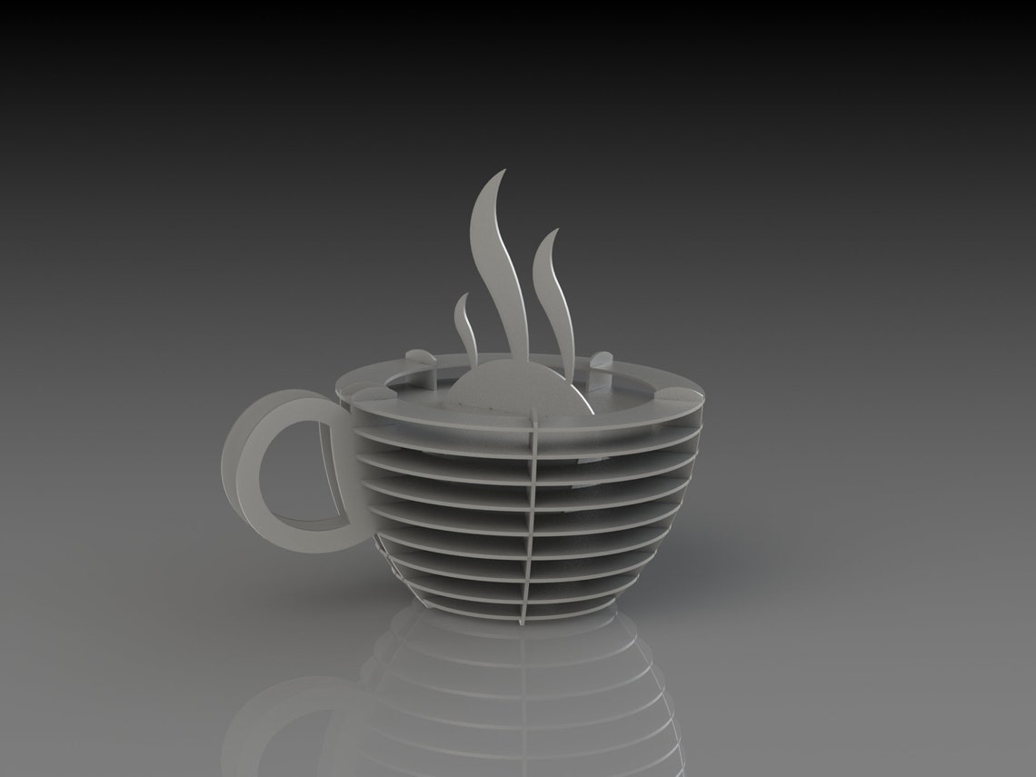 Desktop 3D Metal Coffee Cup Dxf, Svg, Pdf File Clean Cut File for Cnc ...