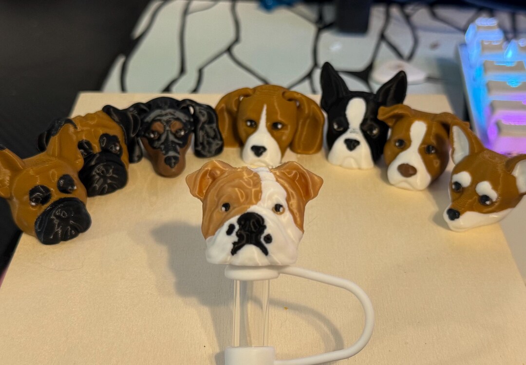 3D Printed Stanley Dog Breed Straw Toppers Set #3 - Etsy