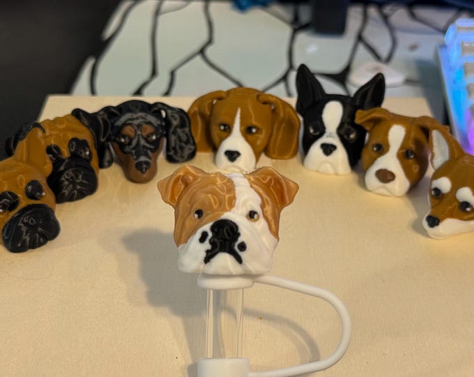 3D Printed Stanley Dog Breed Straw Toppers Set #3 - Etsy