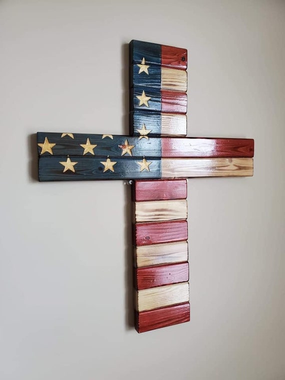 Cross With American Flag Colors