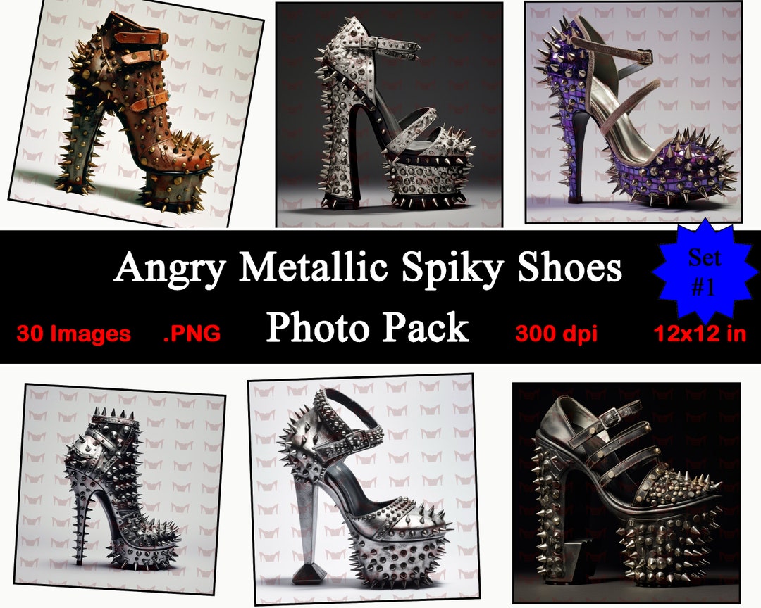 Angry Metallic Spiky Shoes Photo Pack 1 Spikes Studs Women's Dangerous ...
