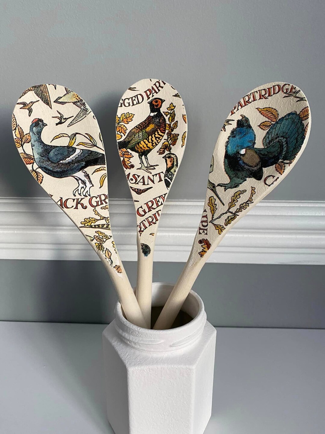 Wooden Spoon, Decorative Spoon, Emma Bridgewater Inspired Game Birds ...