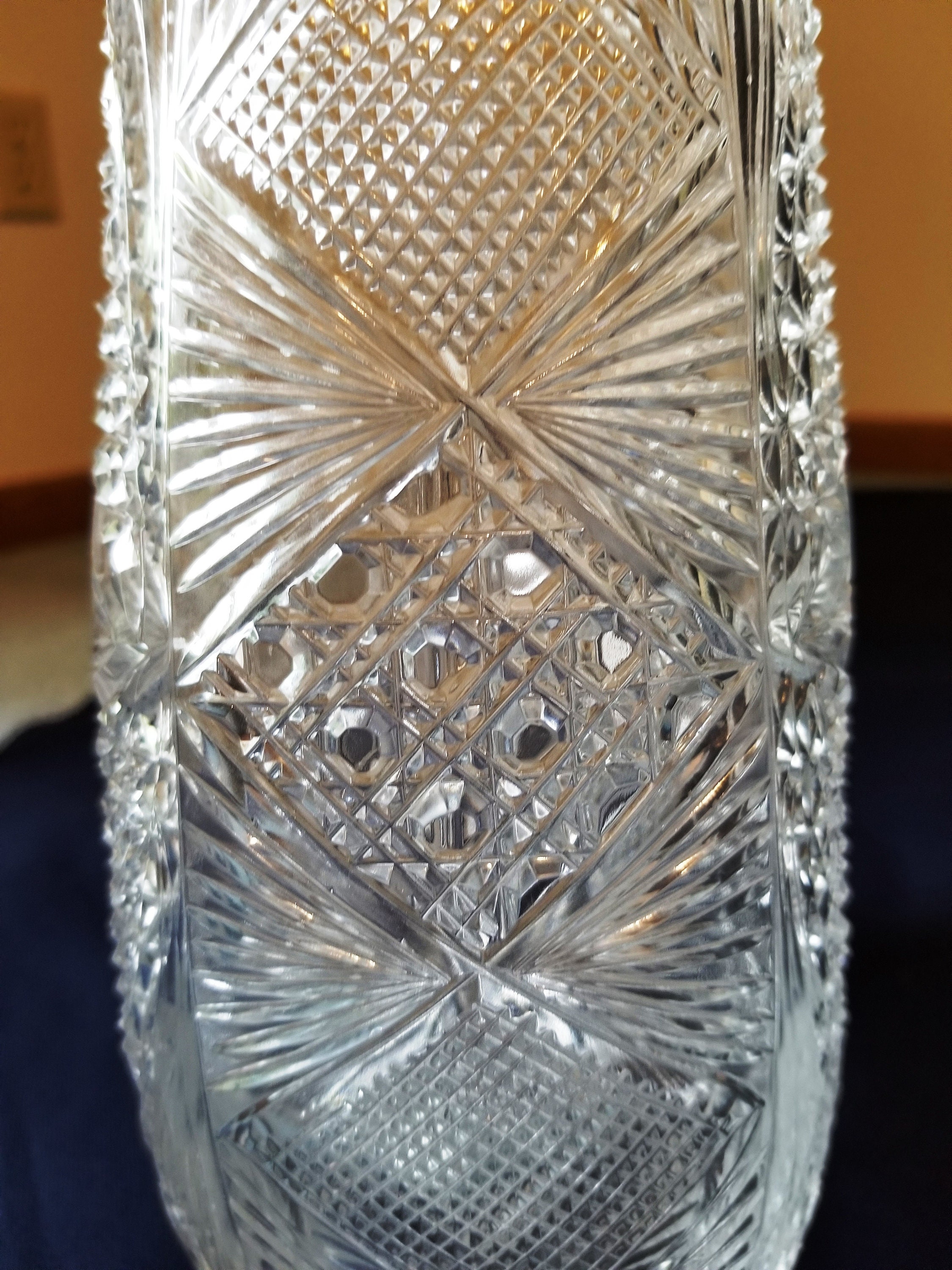 11" Tall Vintage Cut Glass Vase - Etsy