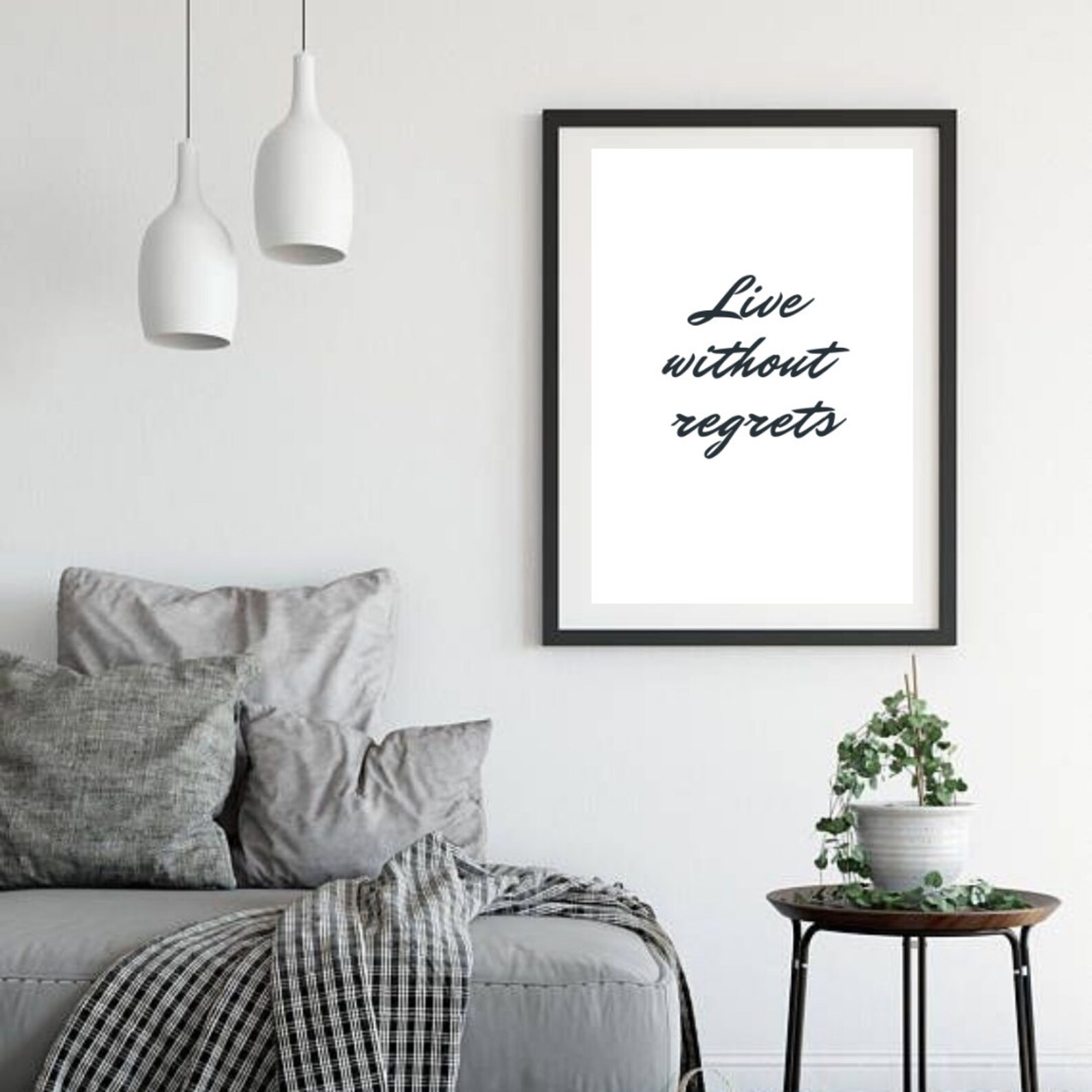 Live without regrets Motivational quotes Printable wall art | Etsy