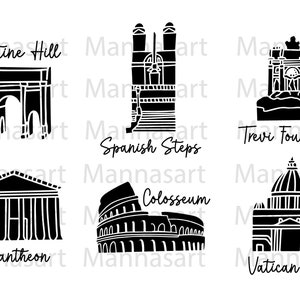 Rome Italy Travel Landmark SVG and PNG Pack, (cuttable Designs Svg ...