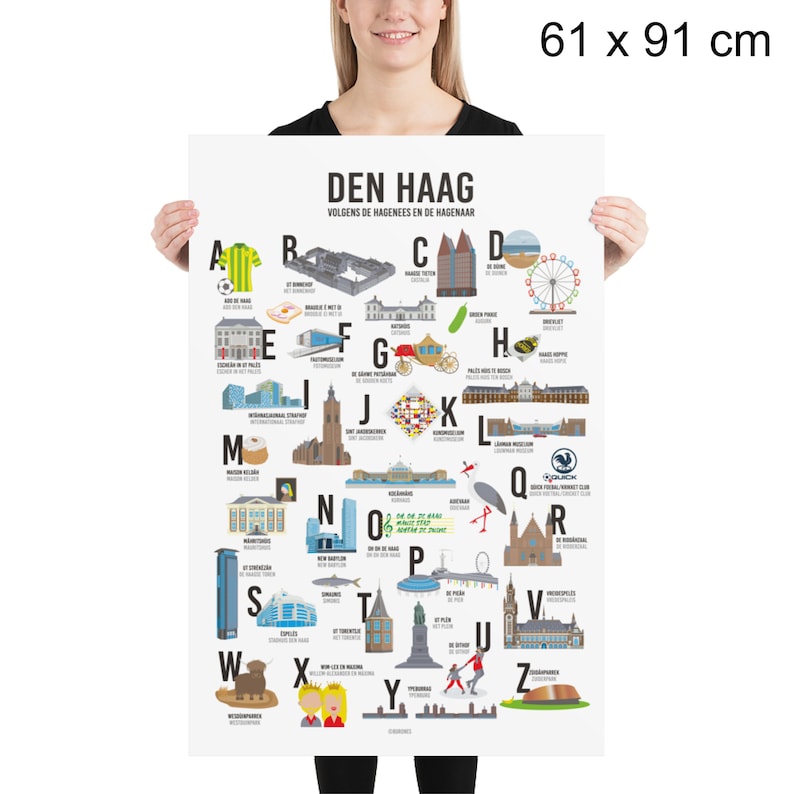 The Hague Poster Giclée Art Print Dutch Buildings Illustration Typical ...